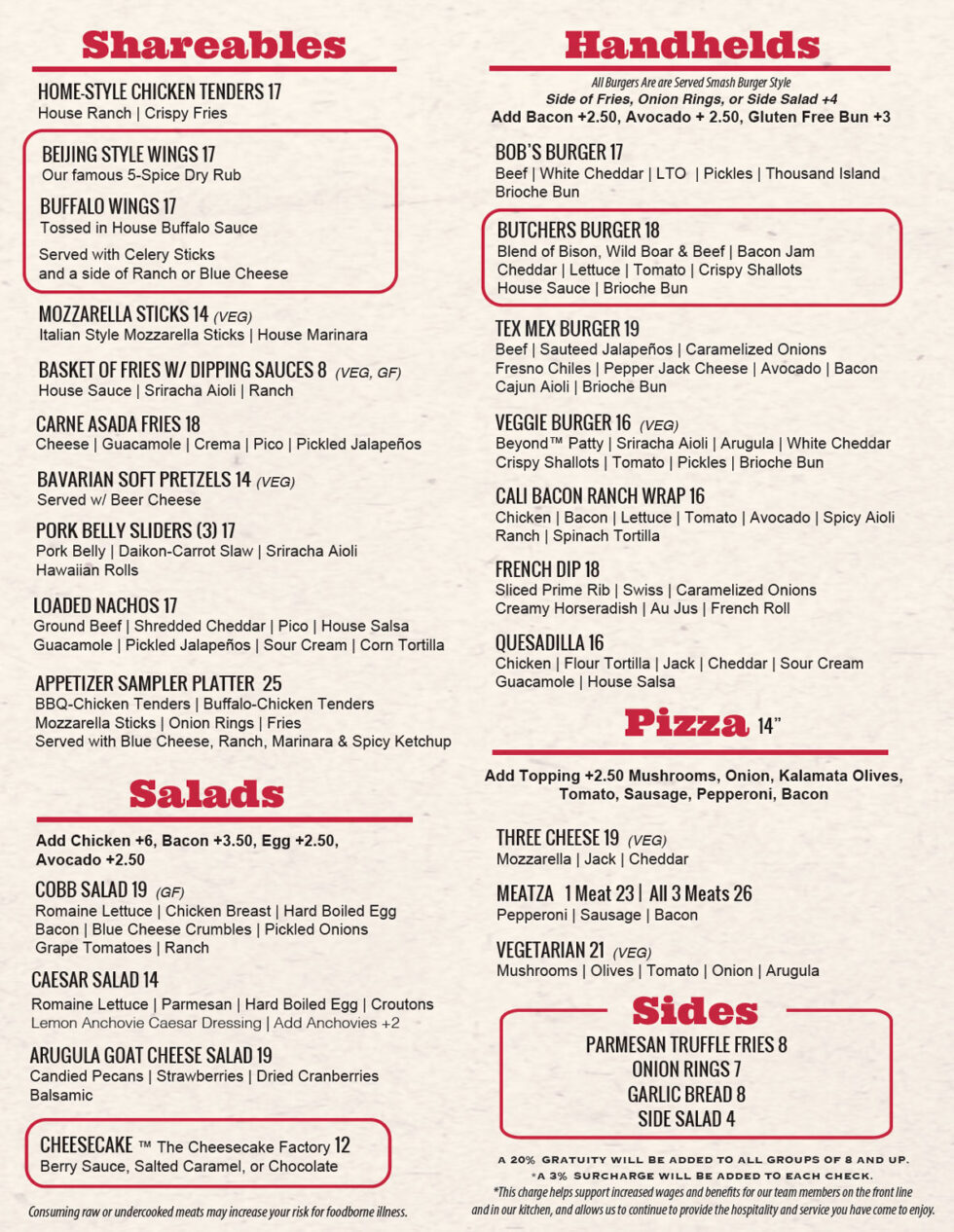 Downtown San Diego Restaurant | The Shout! House Menu